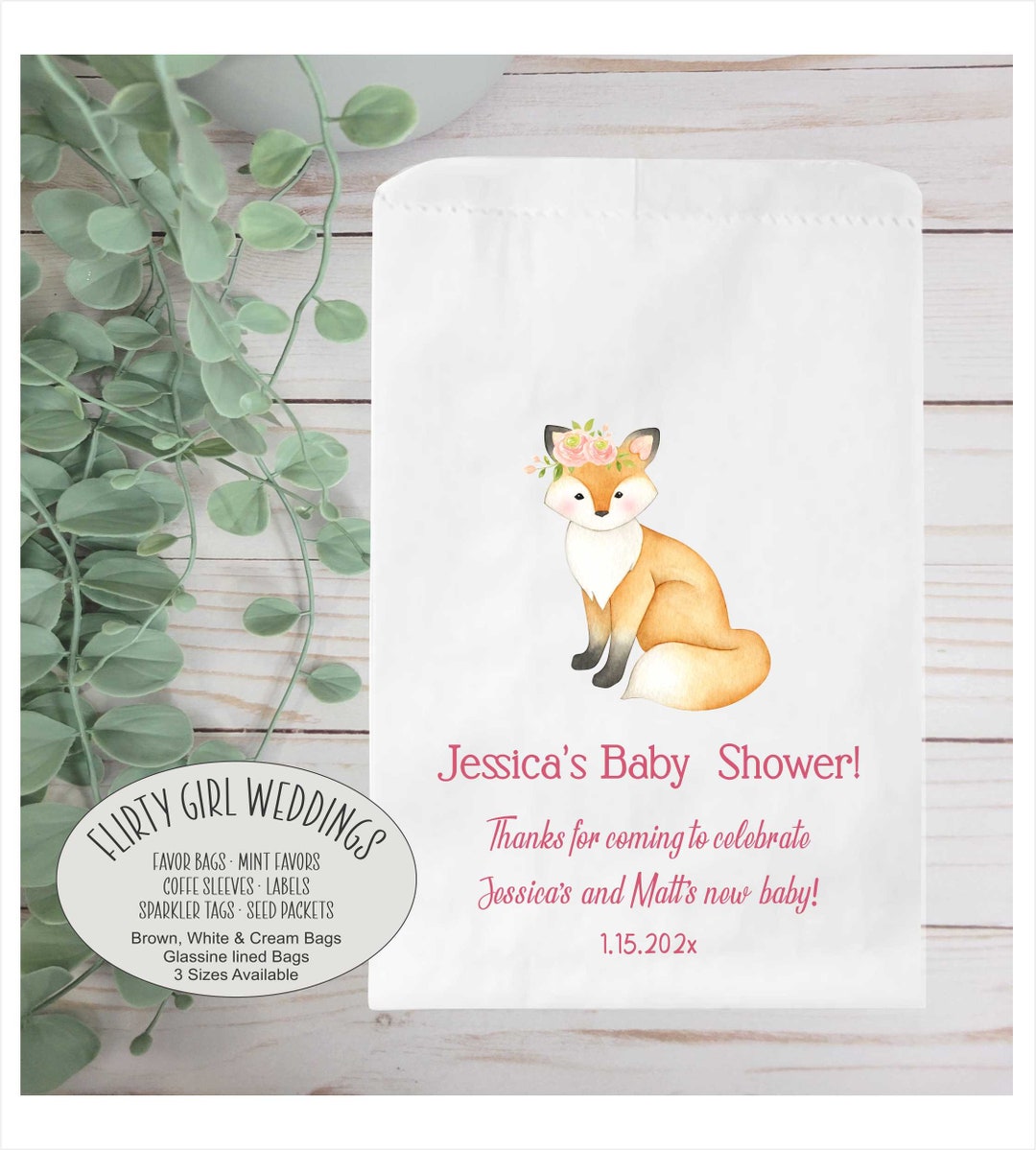 Baby Shower Favor Bag, Fox Favor Bag, Baby Shower, Cookie Bag, Donut ...