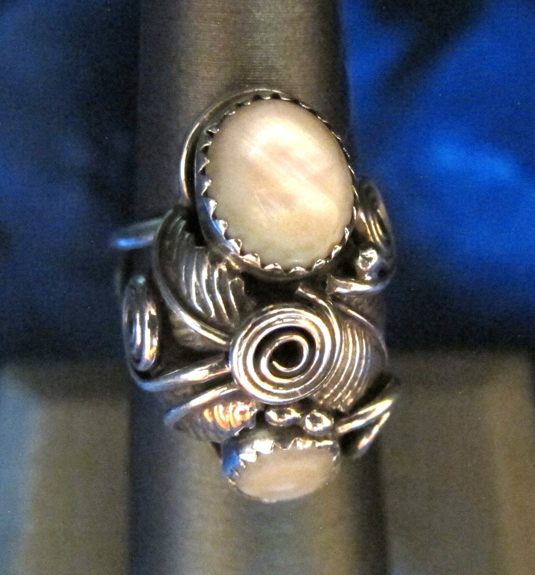 Circle J.W. Jack Whittaker Navajo Sterling and Mother of Pearl Ring 6 ...
