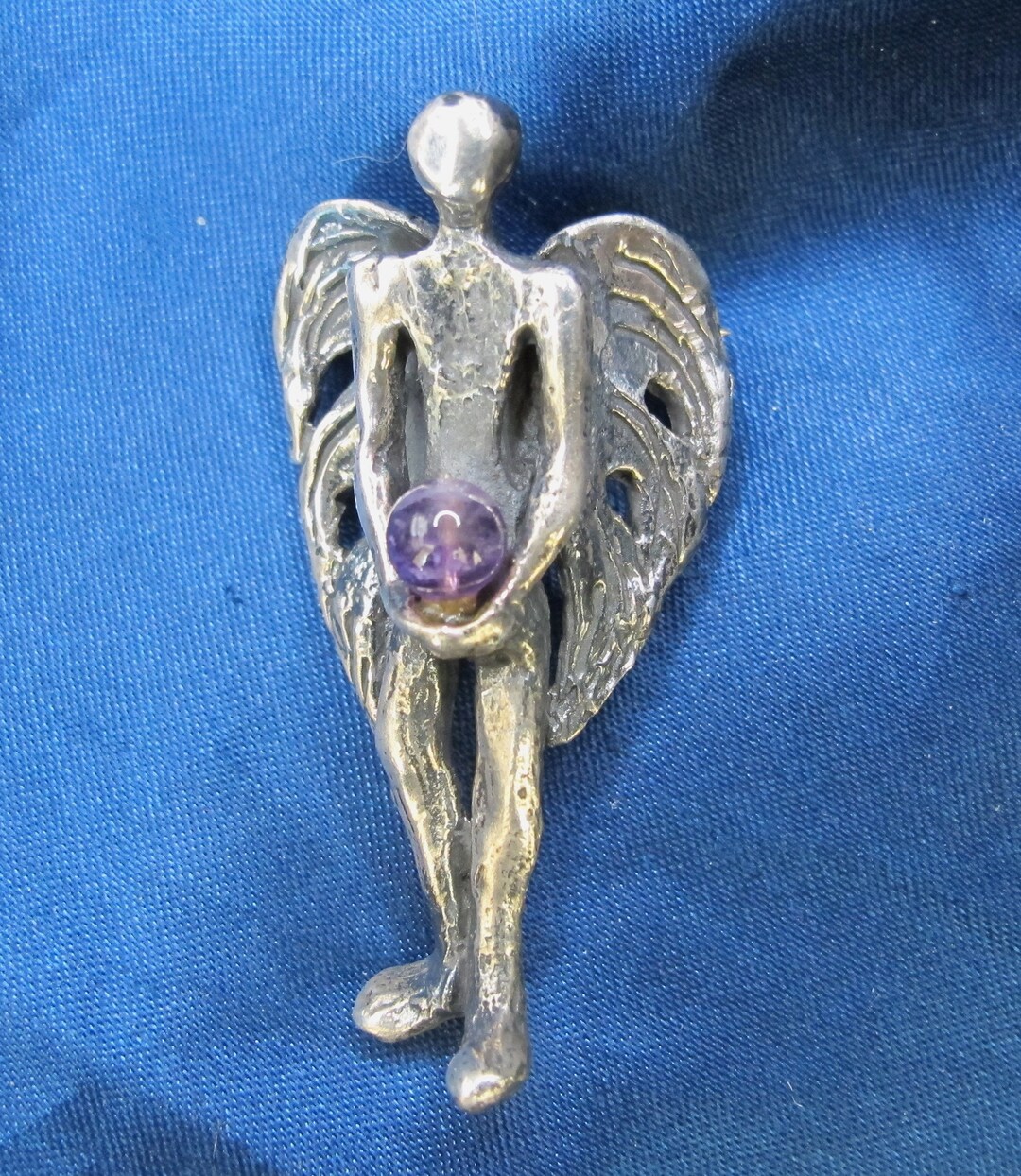 Greek God or Angel Sterling Amethyst Brooch 21 Grams - Etsy
