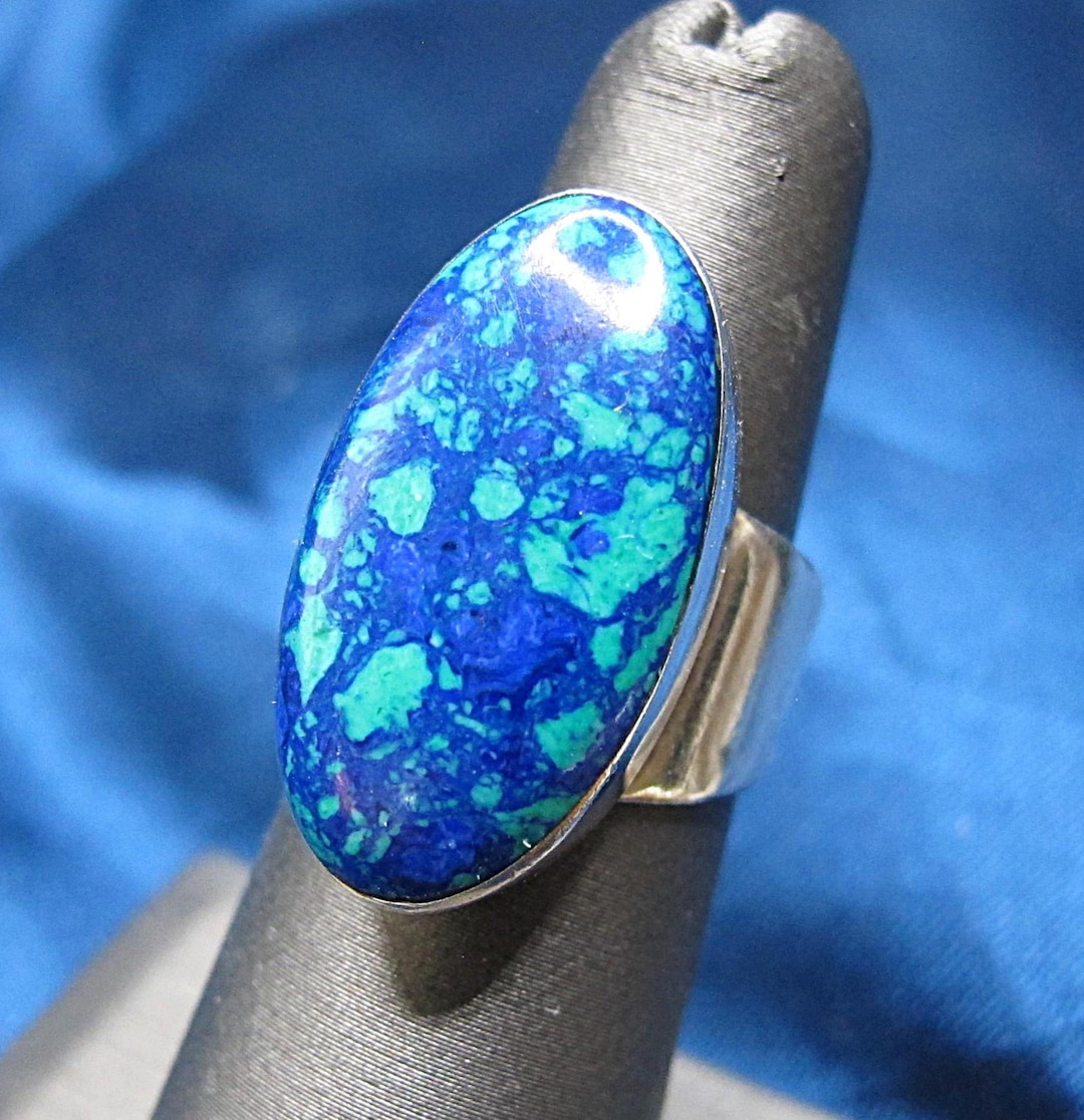 Mexican Azure Malachite Sterling Ring 9 Grams Size 5.5 - Etsy