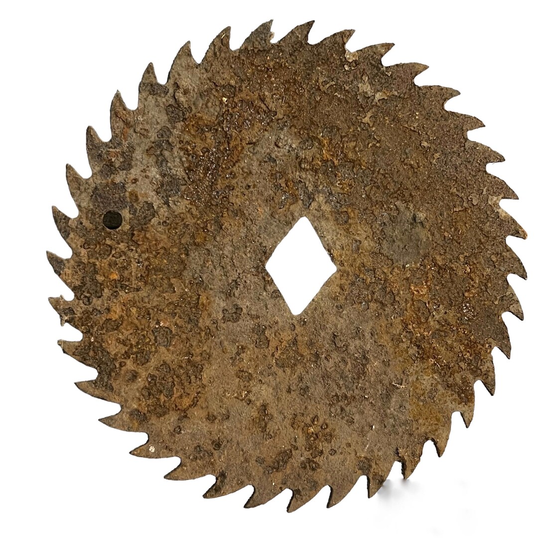 Vintage Rusty Circular Saw Blade 6 1/4 Rust Print Dye Assemblage Art ...