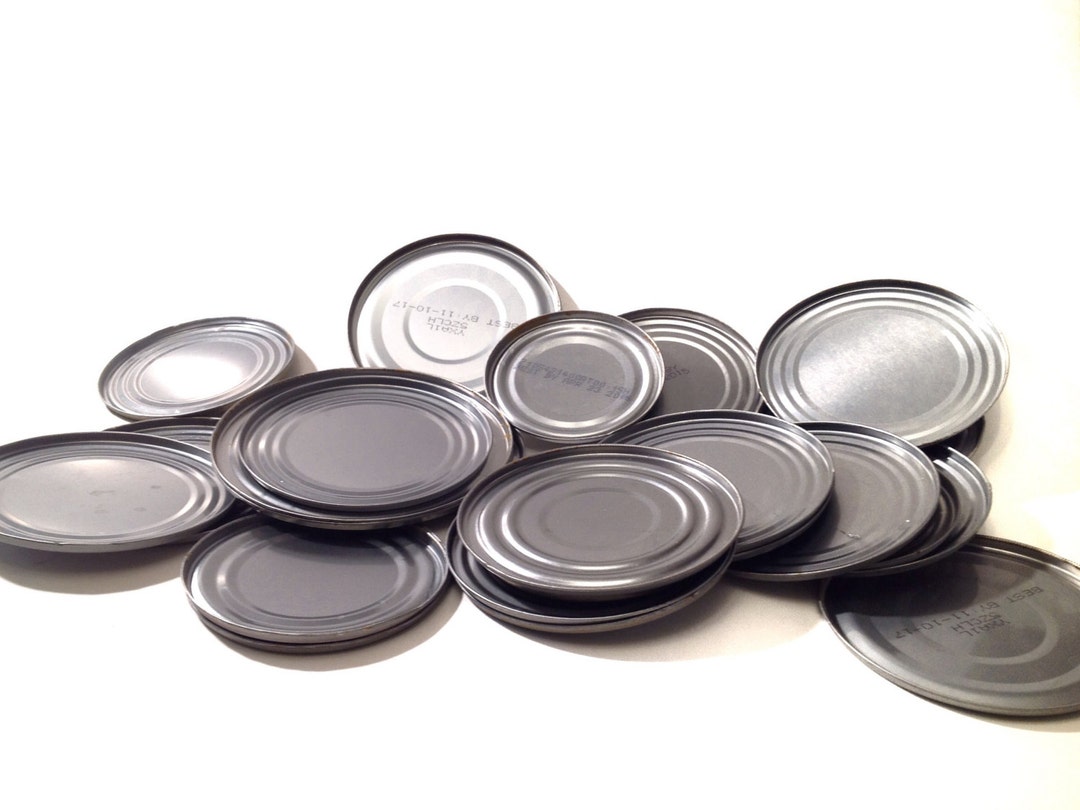 15 Round Metal Can Lids Tin Can Lids Food Can Lids Craft Supply Upcycle ...