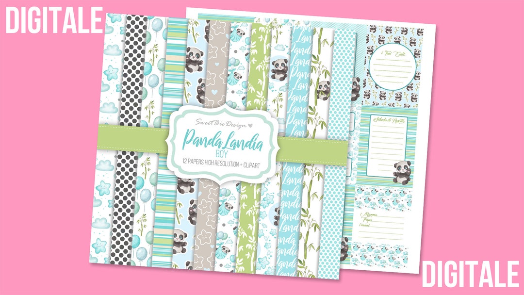 Set of 12 DIGITAL Images Panda Landia Boy + Clip Arts - Etsy