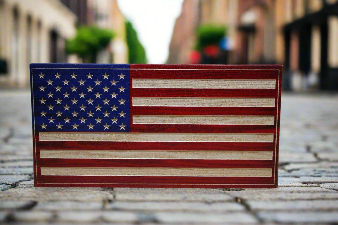 Carved Red Oak Wood American Flag - Etsy