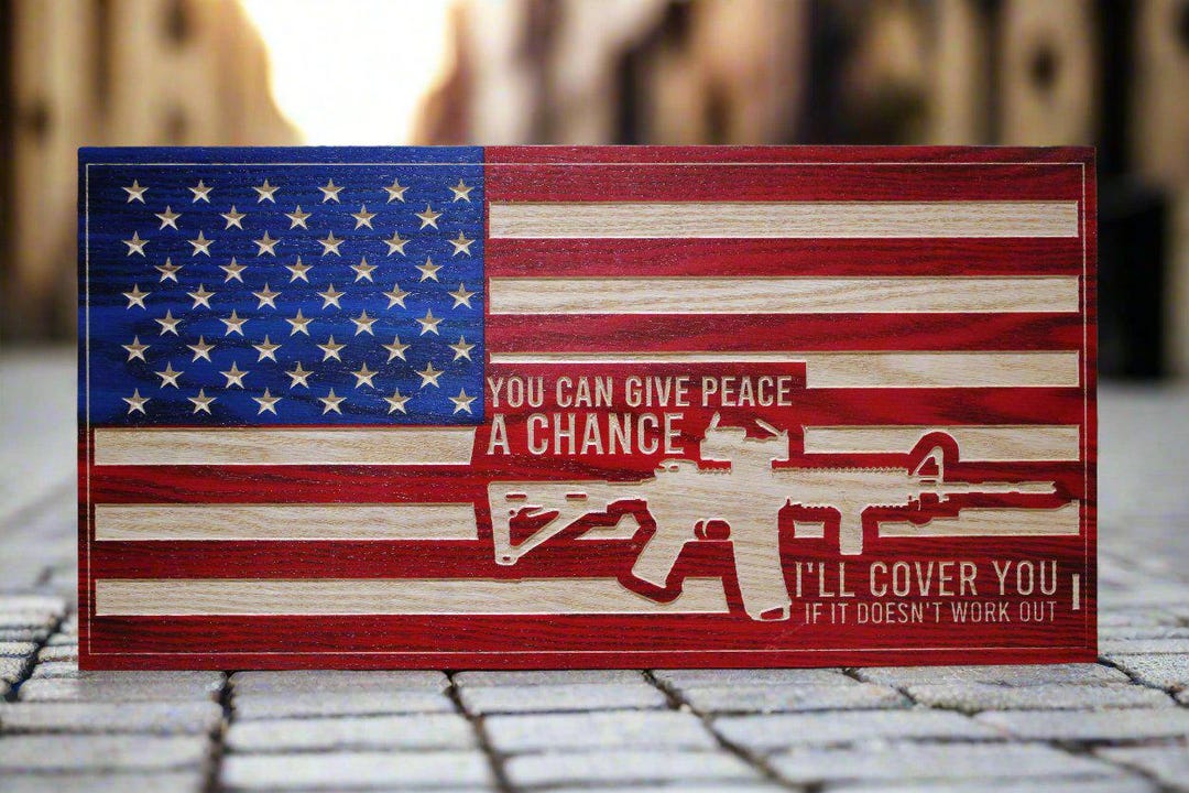 Carved Give Peace a Try Flag - Etsy