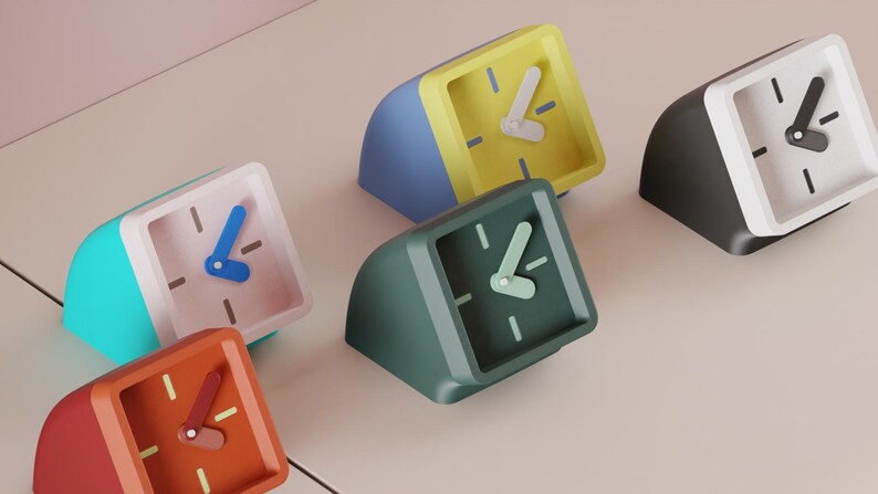 Curved Desk Clock Modern Minimalist Clock 3D Printed Sleek Desk Decor ...