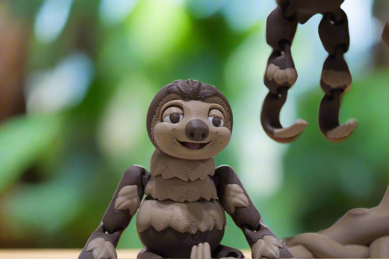 3D Printed Articulating Sloth Toy – Poseable Jungle Animal Playset ...