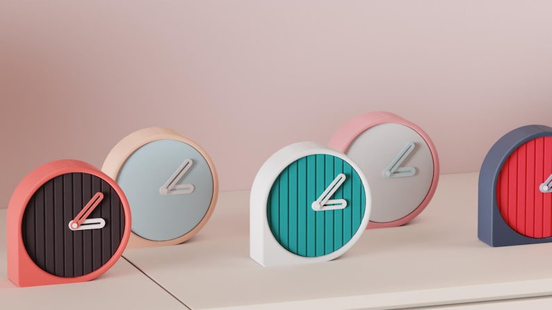 Modern 3d-printed Desk Clock • Custom Color Options • Minimalist Home ...