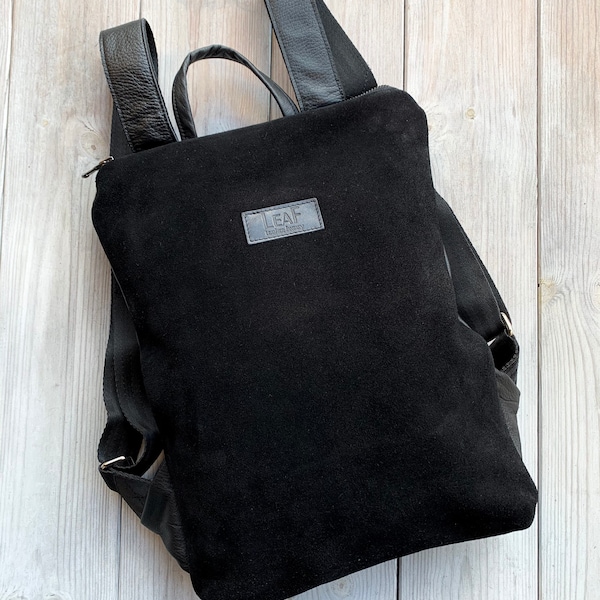 Black Suede Handbag - Etsy