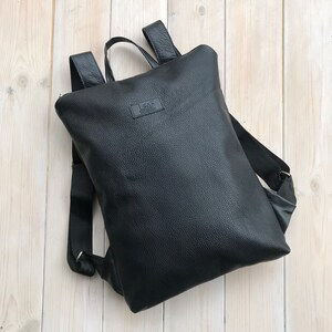 Slouchy Black Leather Backpack, Women Black Backpack, Wife Gift ...