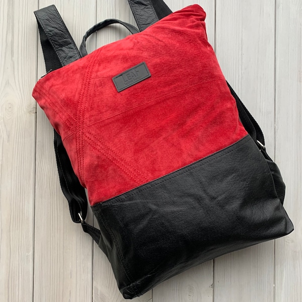 Red Leather Backpack - Etsy