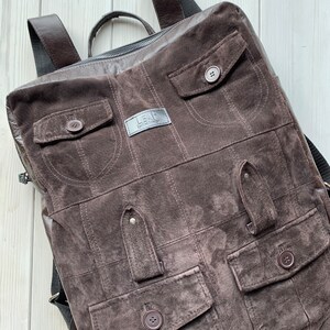 Brown Suede Leather Large Backpack - Etsy