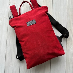 Small Red Leather Backpack Made From Leather Jacket - Etsy