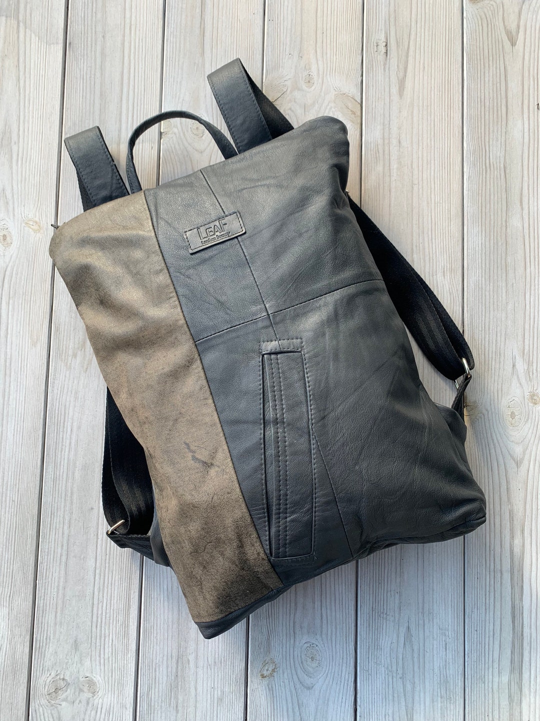 Backpack Grey Leather Backpack Purse Backpack Computer - Etsy
