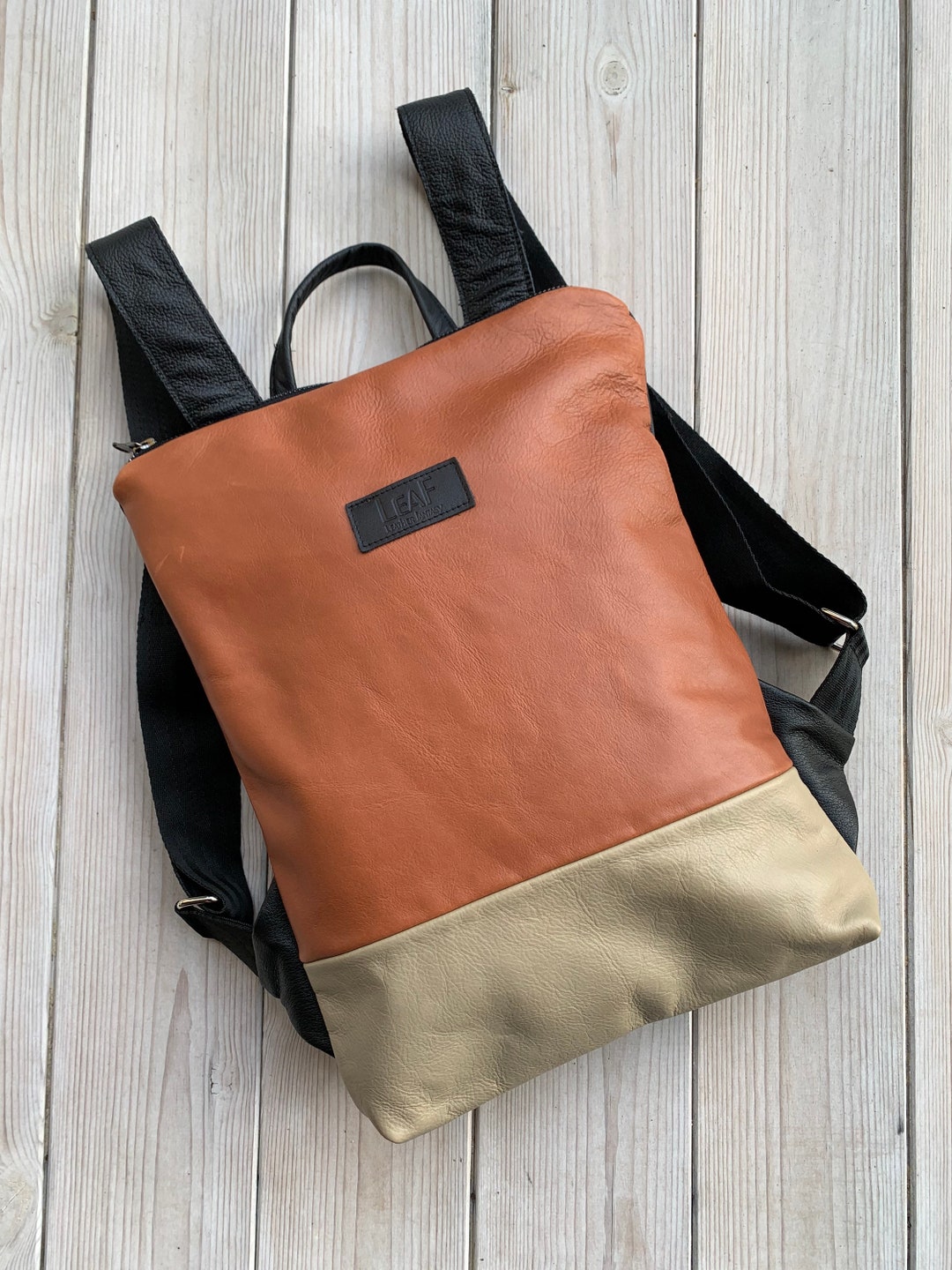 Brown Backpack Small Leather Backpack Upcycled Leather - Etsy