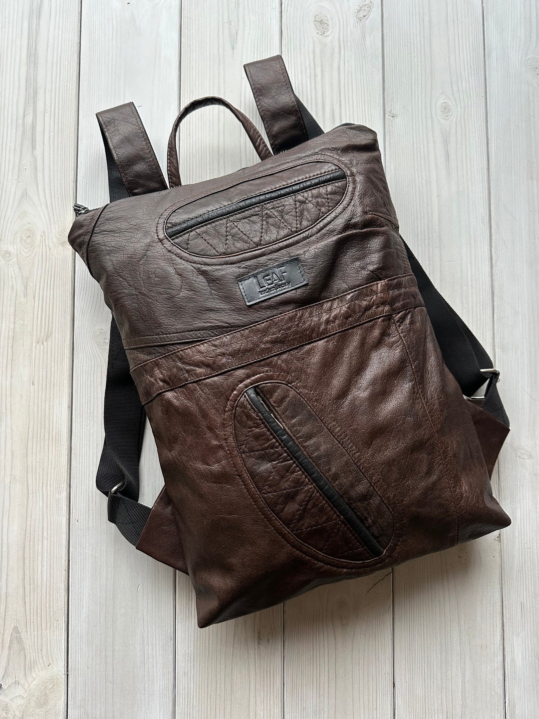 Brown Leather Rucksack - Etsy