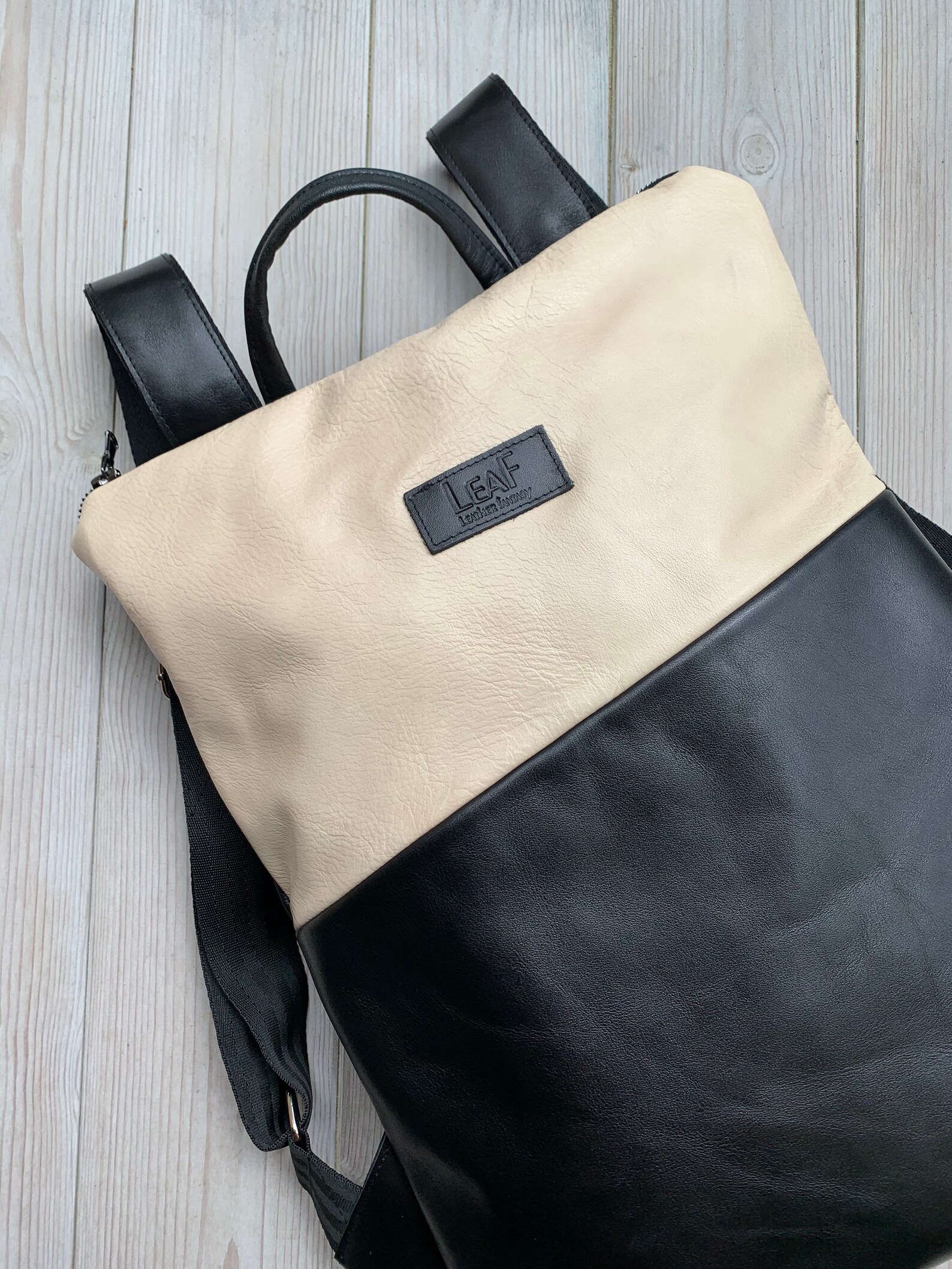 Zero Waste Backpack Upcycled Leather Backpack Black | Etsy