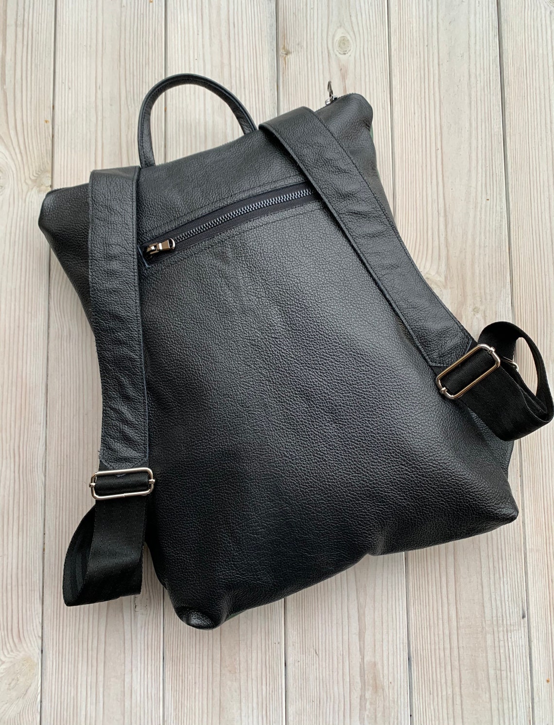 Minimalist Green Leather Rucksack Green Backpack Simple - Etsy UK