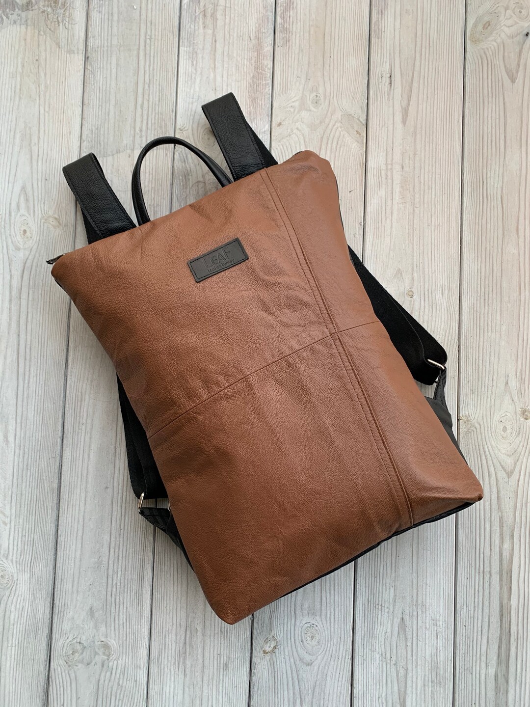 Brown Backpack Purse Leather Backpack Upcycled Backpack - Etsy