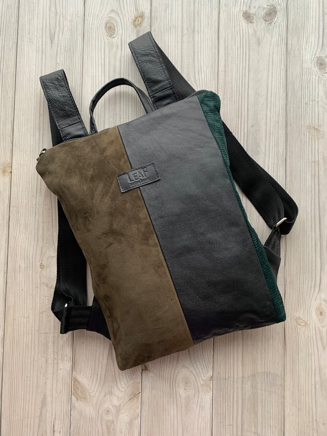 Black Leather Backpack Upcycled Backpack Women Rucksack - Etsy