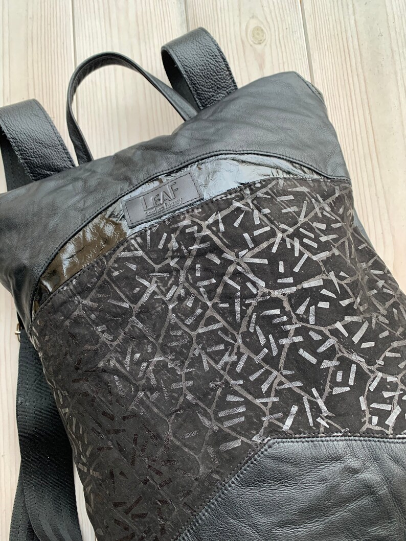 Zero Waste Backpack Upcycled Leather Backpack Black | Etsy