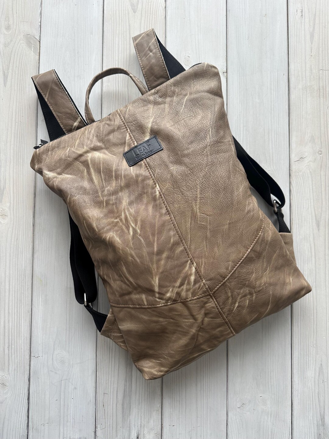 Brown Backpack Purse, Leather Backpack, Upcycled Backpack, Repurposed ...