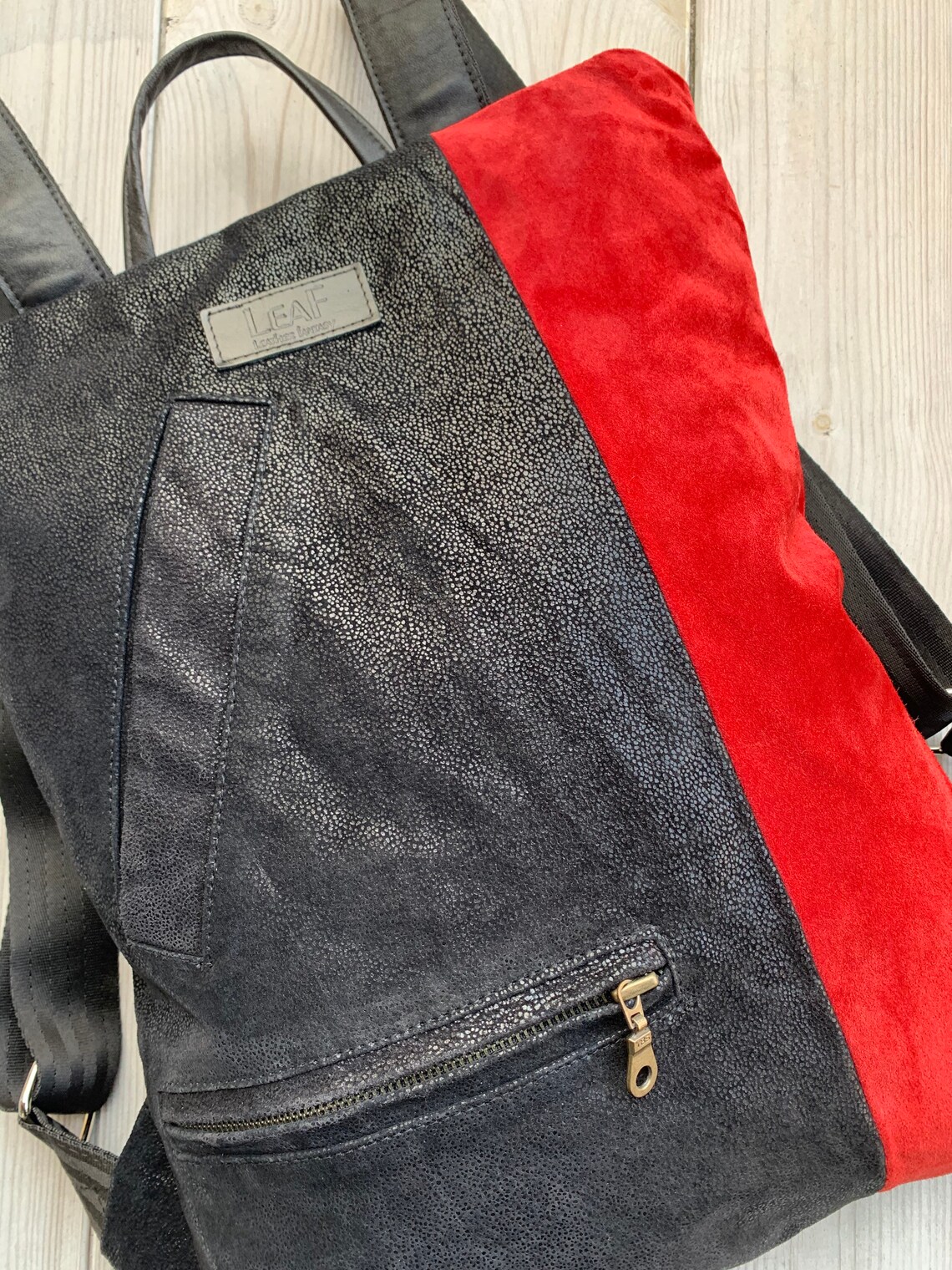 Burnt Red Leather Backpack Upcycled Backpack Leather Clutch - Etsy