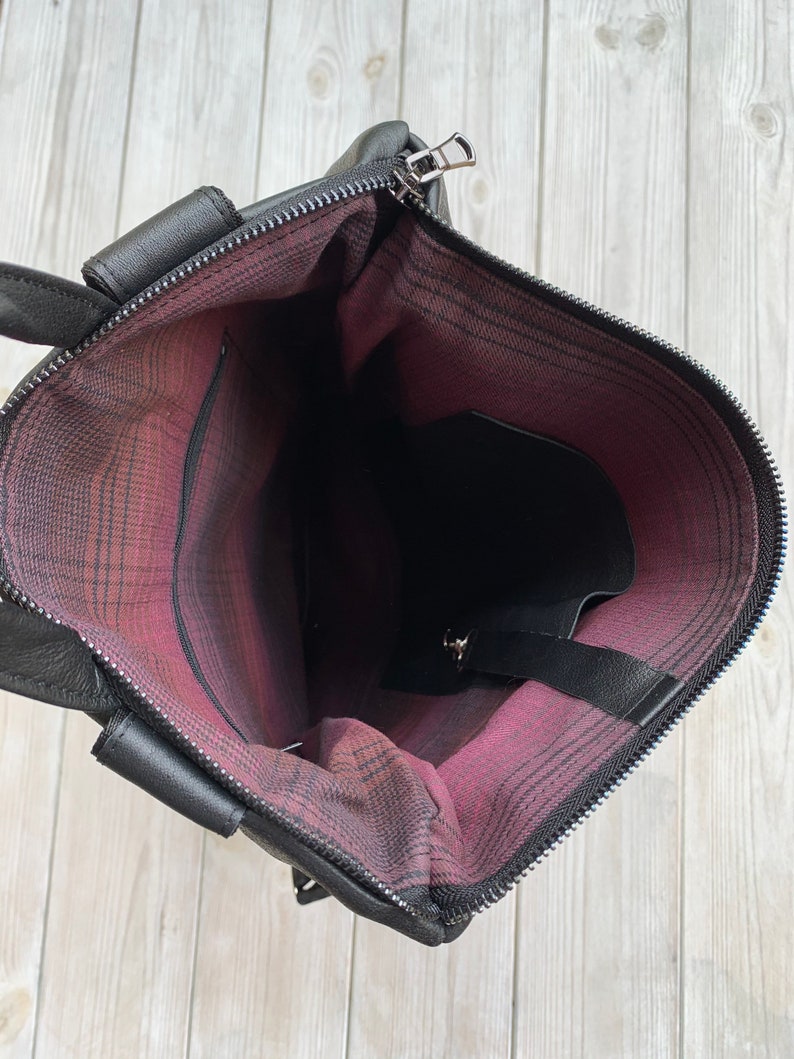 Zero Waste Backpack Upcycled Leather Backpack Black - Etsy