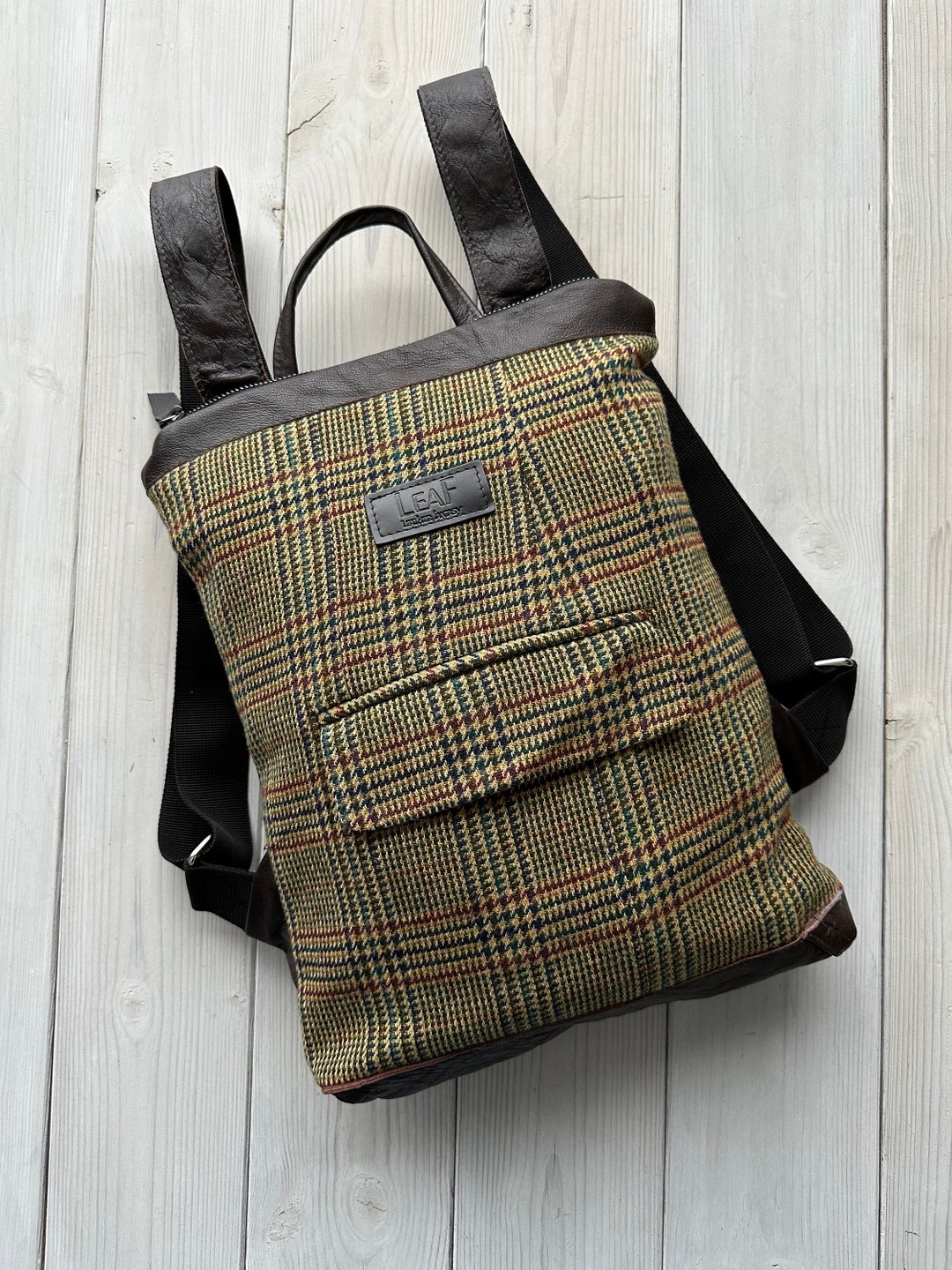 Upcycled Backpack, Recycled Backpack, Jacket Backpack, Leather Backpack ...