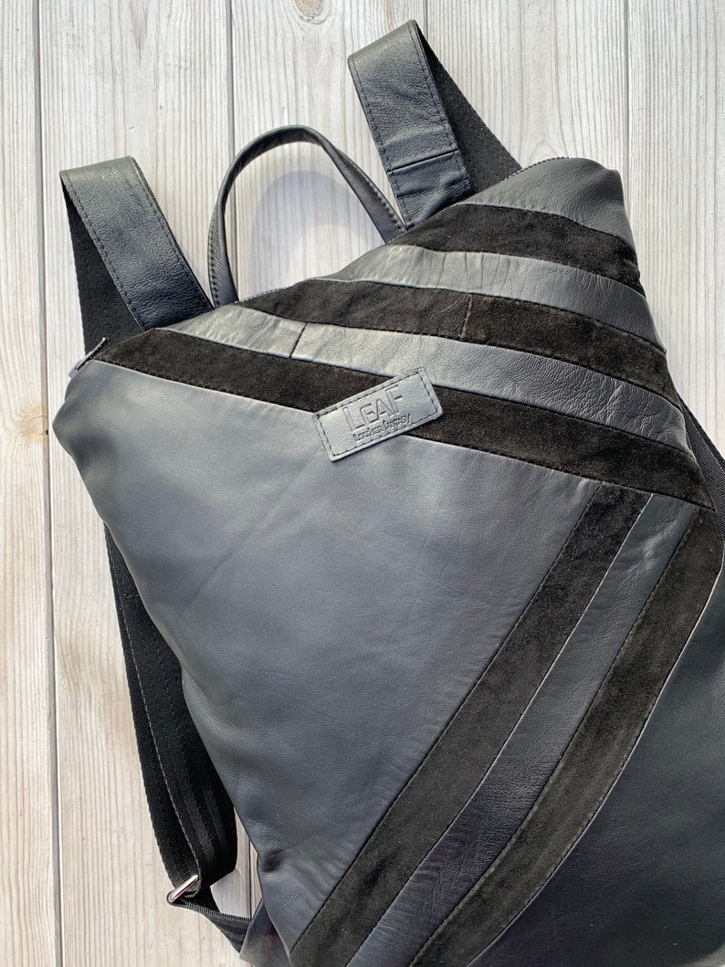 Original Black Upcycled Leather Backpack - Etsy
