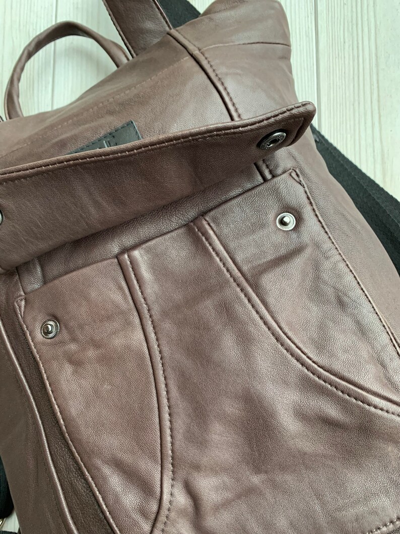 Brown Leather Backpack Unisex Backpack Minimalist Backpack - Etsy