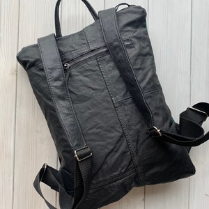 Zero Waste Backpack, Upcycled Leather Backpack, Black Backpack, Leather ...