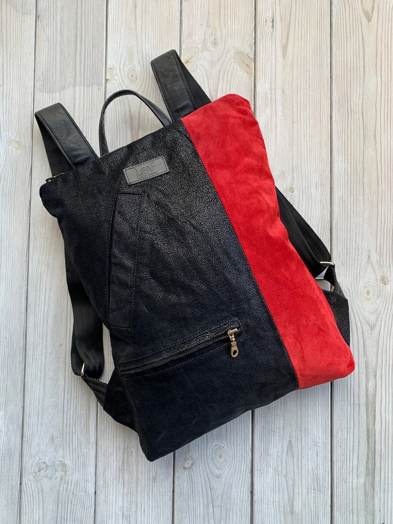 Burnt Red Leather Backpack Upcycled Backpack Leather Clutch - Etsy