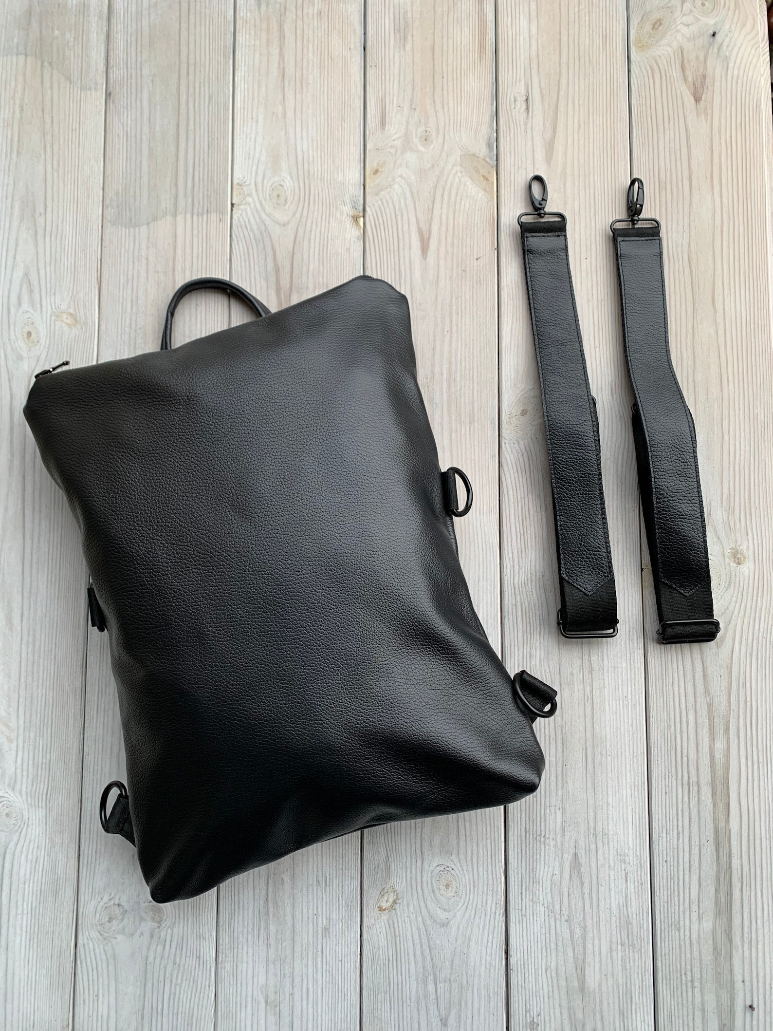 Black Backpack 4 in 1, Convertible Backpack, Backpack 4 Ways 3 Pockets ...