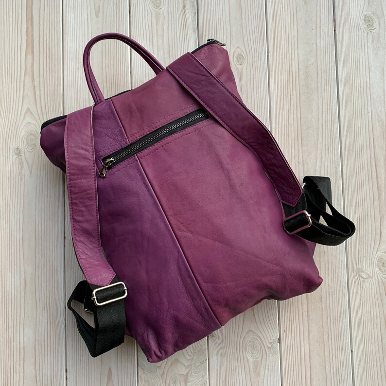 Upcycled Backpack Recycled Backpack Lilac Backpack Leather | Etsy