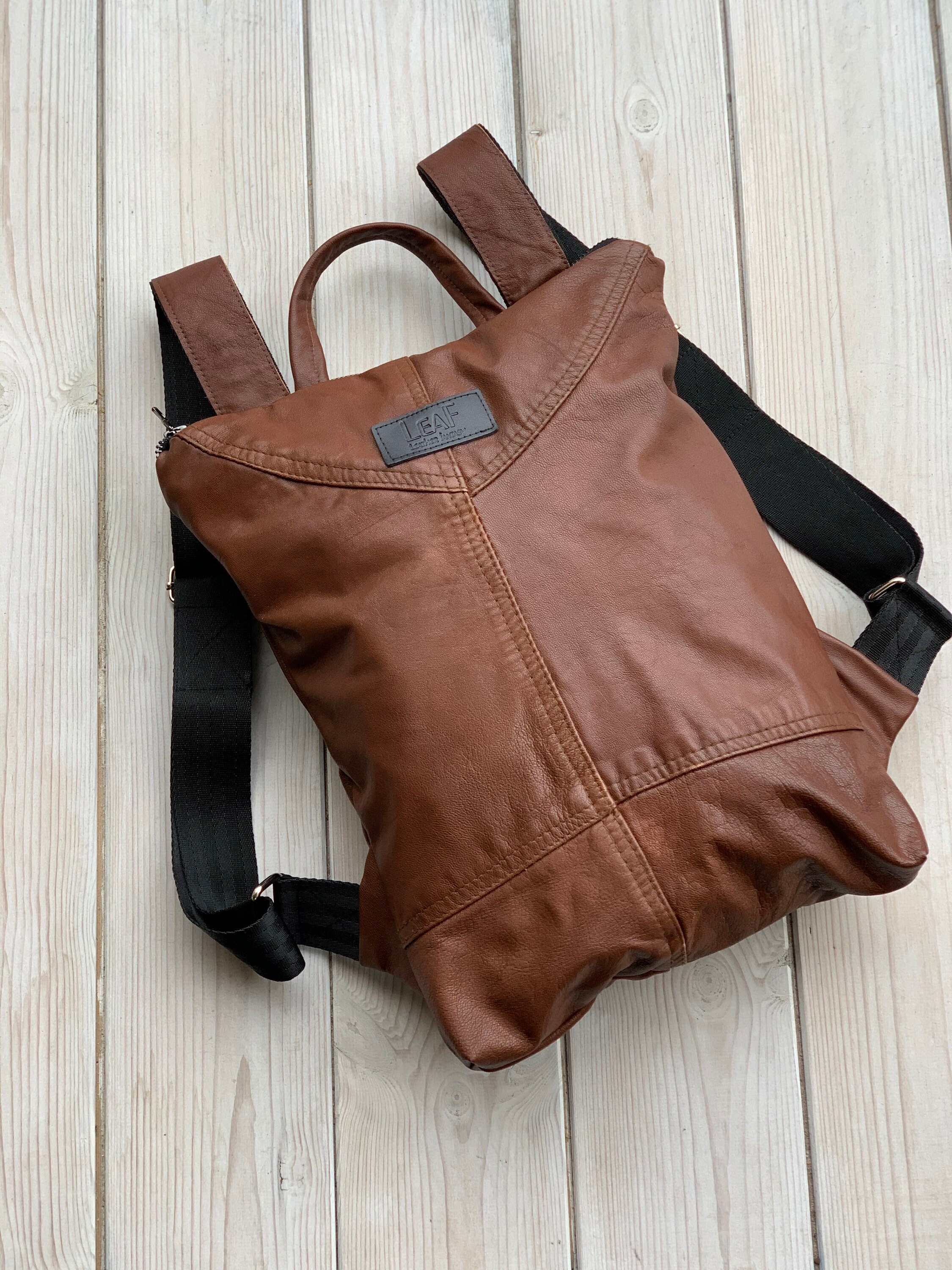 Mini Backpack Upcycled Backpack Leather Backpack Women | Etsy