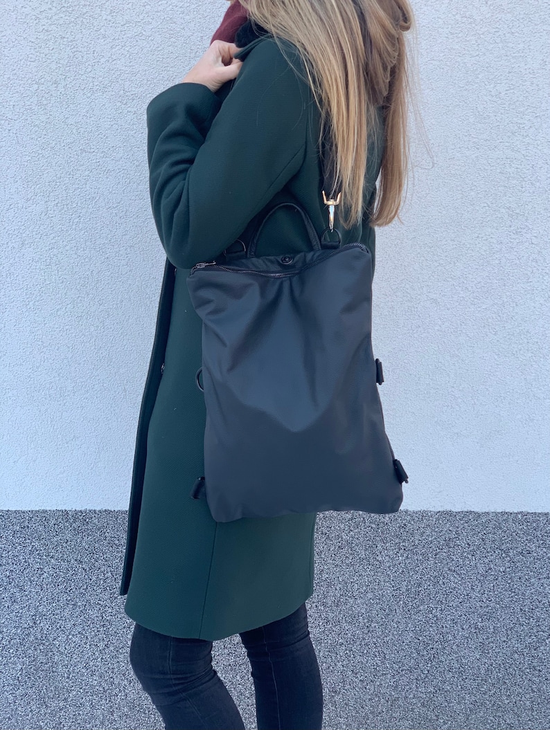 Black Backpack 4 in 1, Convertible Backpack, Backpack 4 Ways 3 Pockets ...