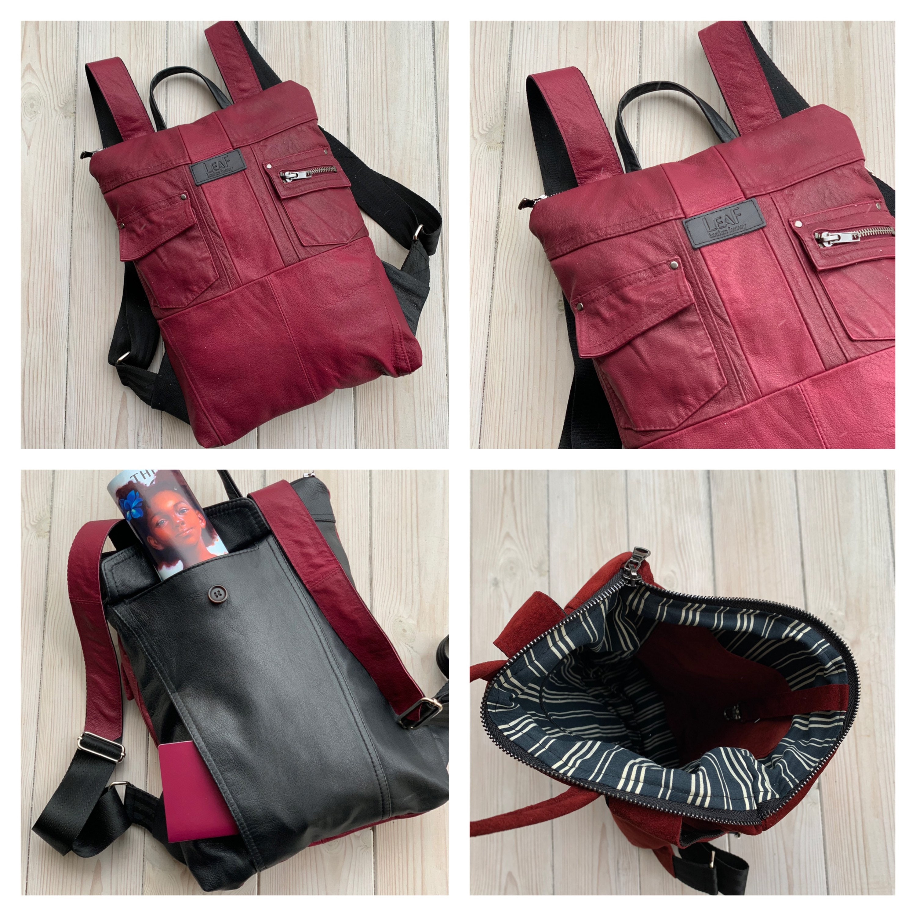 Upcycled Backpack Recycled Backpack Lilac Backpack Leather | Etsy