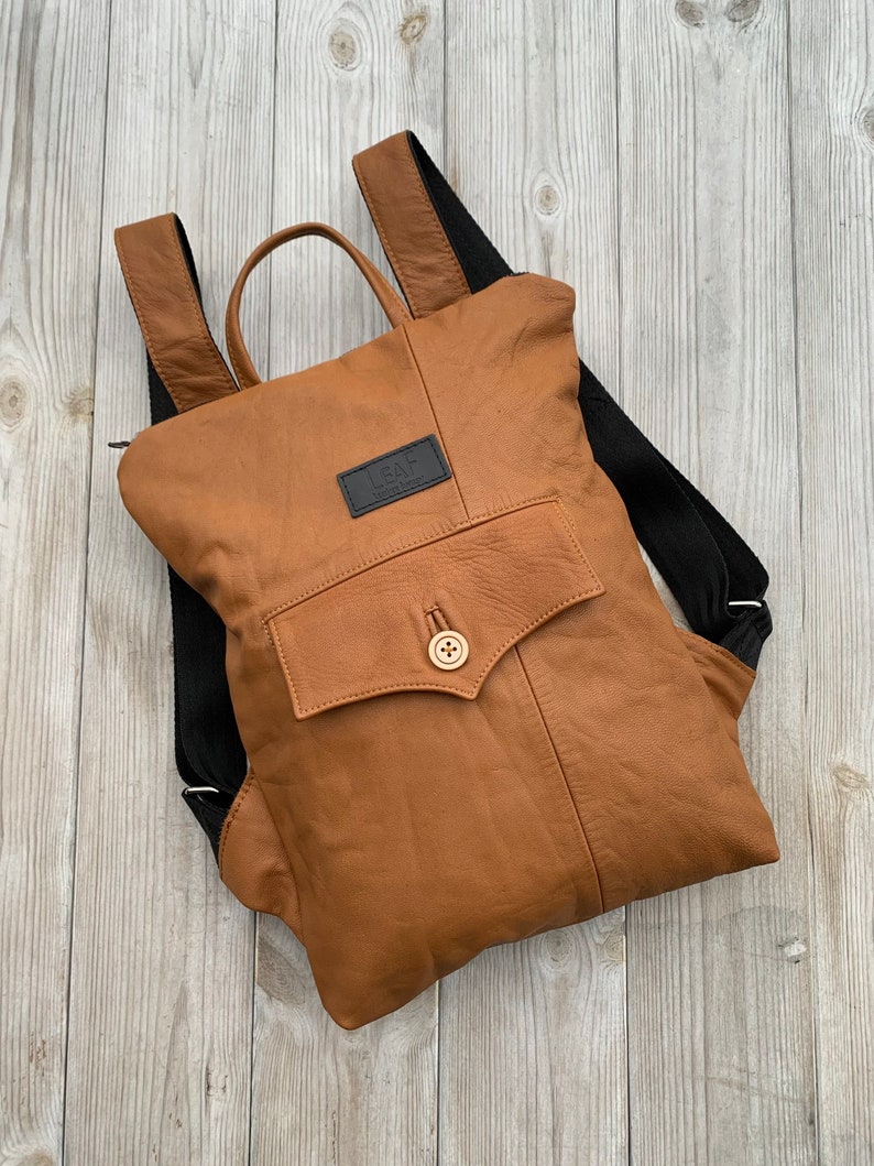 Brown Backpack Small Leather Backpack Upcycled Leather - Etsy
