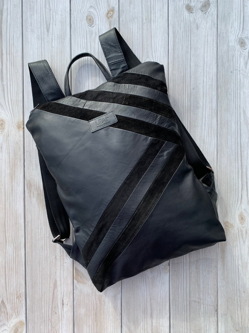 Original Black Upcycled Leather Backpack - Etsy