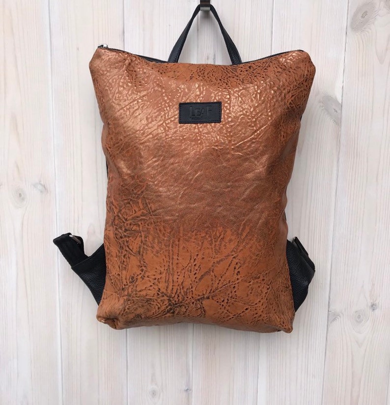 Brown Backpack Small Leather Backpack Upcycled Leather | Etsy