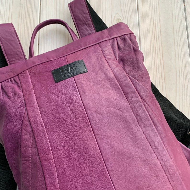 Upcycled Backpack Recycled Backpack Lilac Backpack Leather | Etsy
