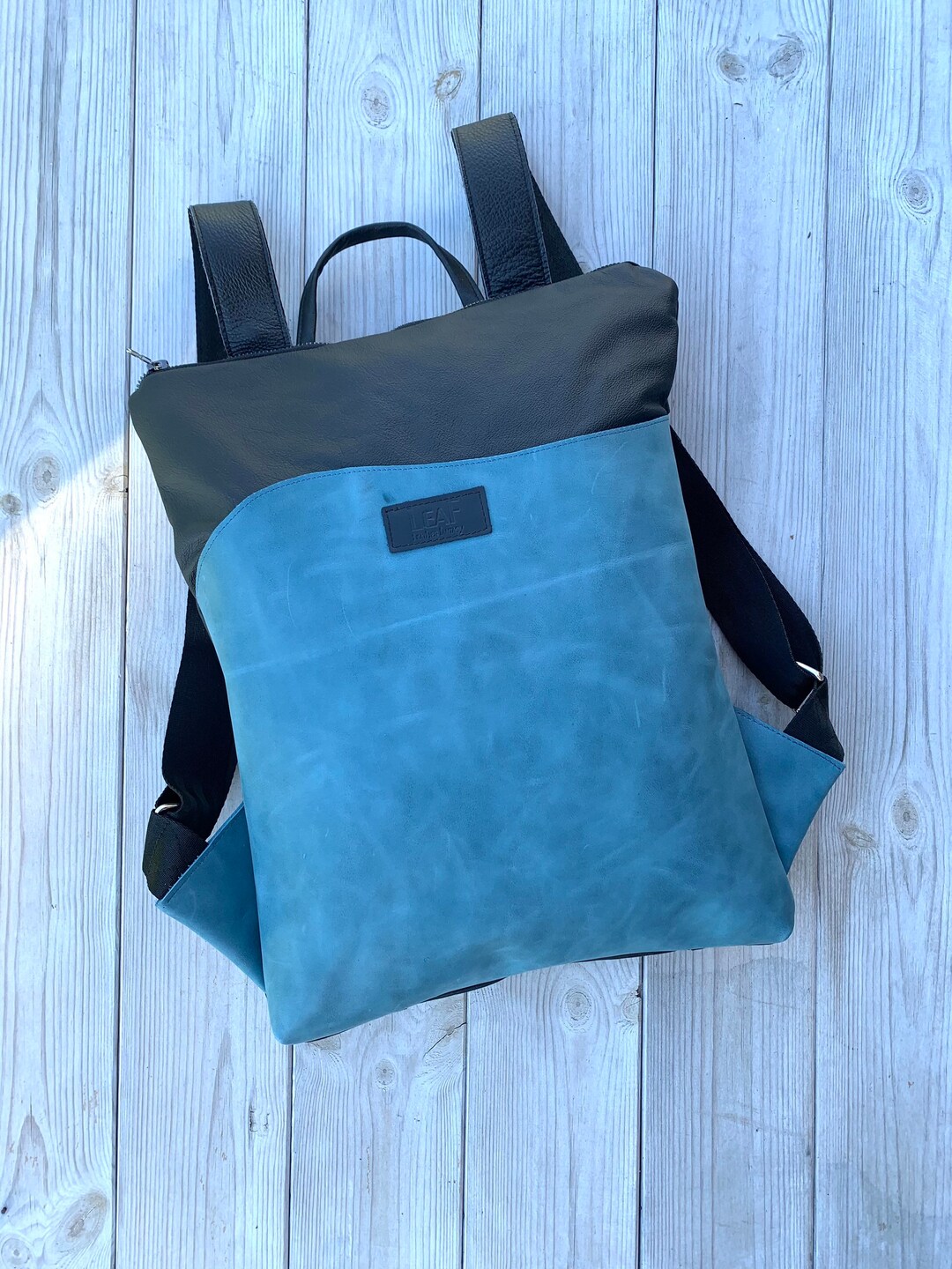 Deep Blue Leather Very Original Backpack, One of A Kind Leather ...