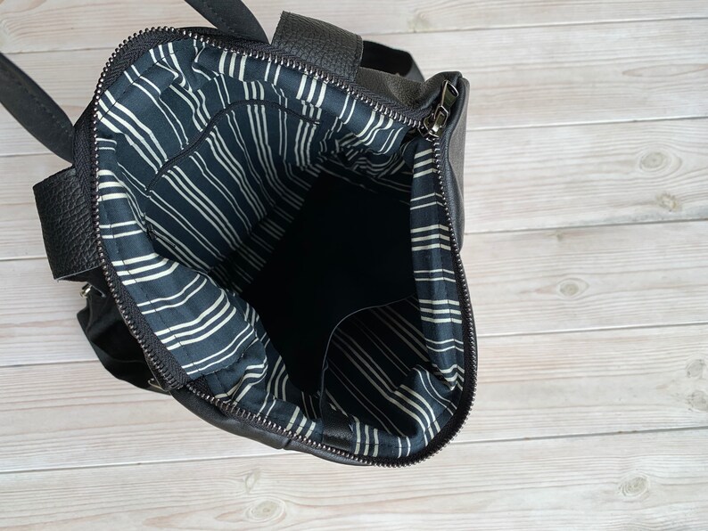 Zero Waste Backpack Upcycled Leather Backpack Black | Etsy