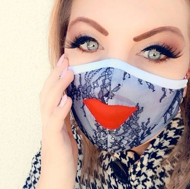 Face Mask,filter Pocket,french Chantilly Lace, Washable Mask With ...