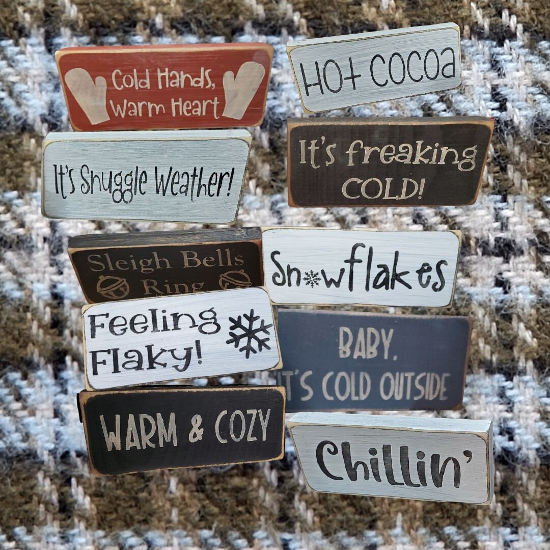 Winter Shelf Sitters, Wood Signs, Primitive, It's Freaking COLD, Cold ...