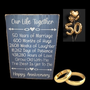 50th Anniversary, Anniversary Sign, Primitive Sign, 50 Years, Marriage ...