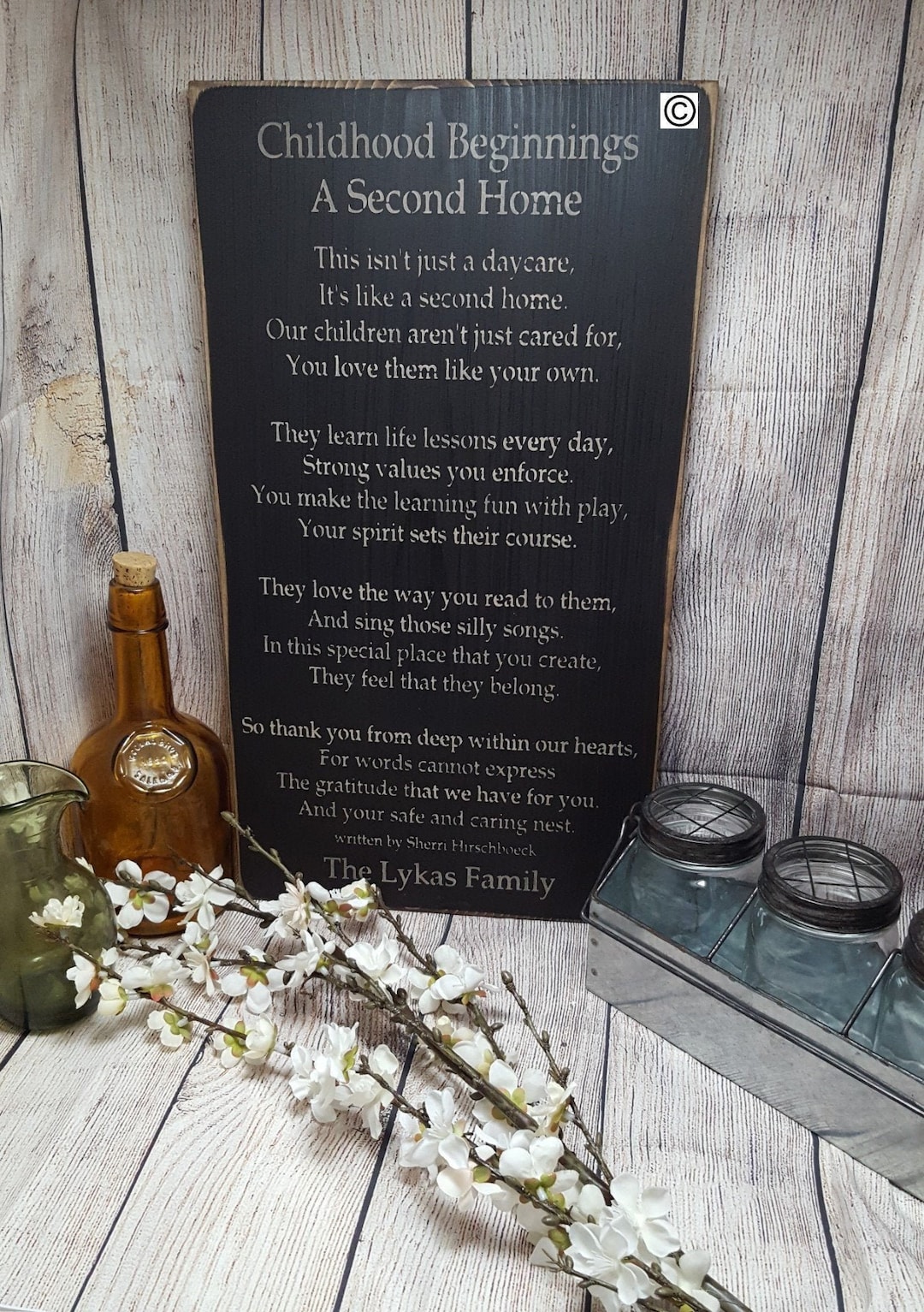 Daycare Provider Wood Sign: "a Second Home" Poem, Thank You Gift - Etsy