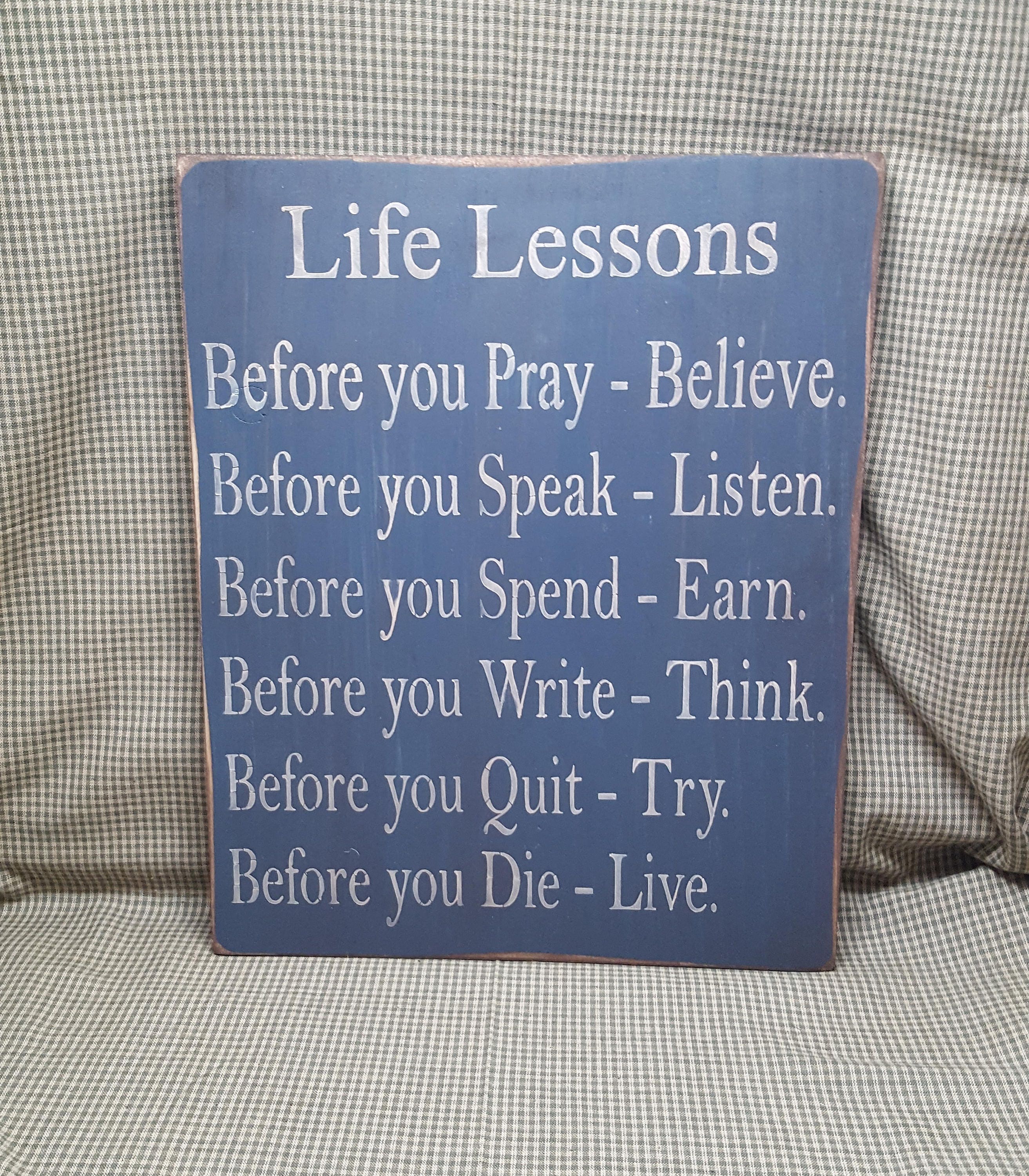 Life Lessons Wood Sign: Inspirational Rustic Decor - Etsy