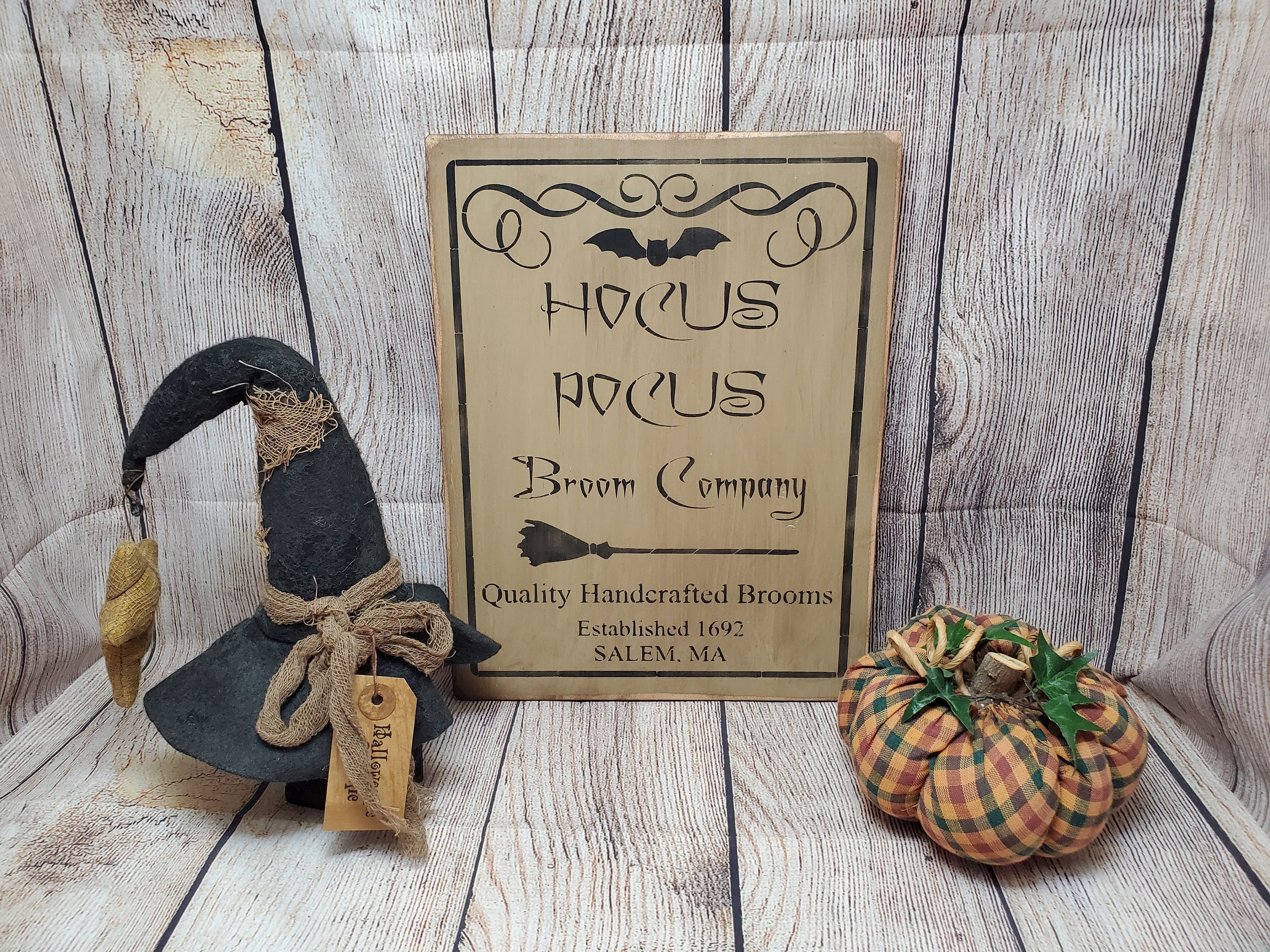 Hocus Pocus Broom Company Broom Bat Salem Halloween Sign | Etsy